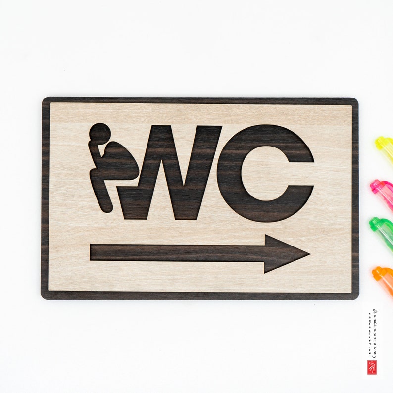 WC Sign - Washroom Sign - Water Closet Sign - WC Bathroom Sign - Toilet ...