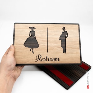 Restroom Wooden Vintage Sign, Toilet Door Sign, WC Sign, Restroom Door ...