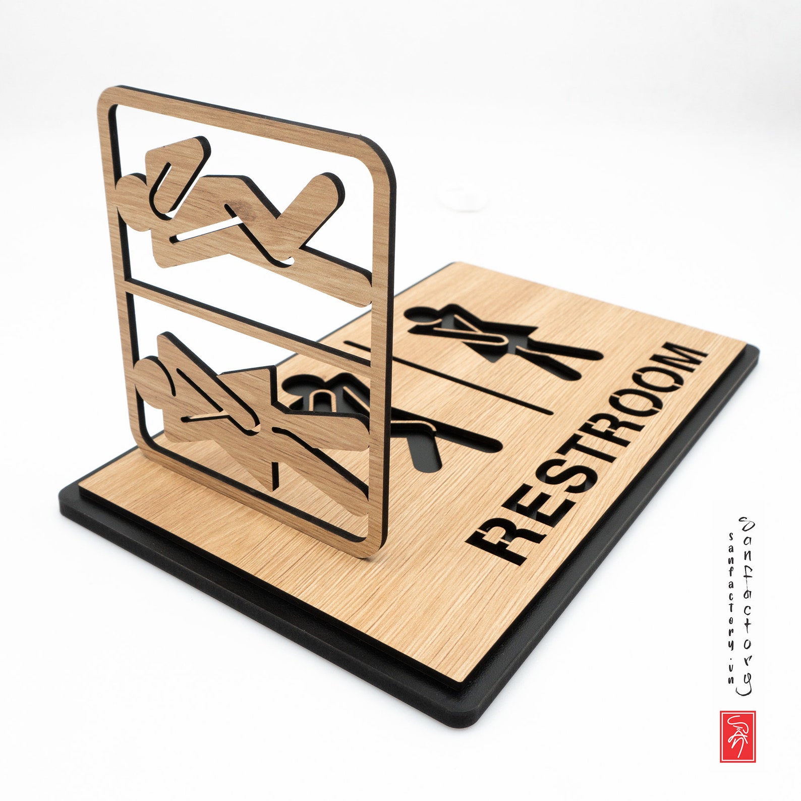 Restroom Wooden Vintage Sign, Toilet Door Sign, WC Sign, Restroom Door ...