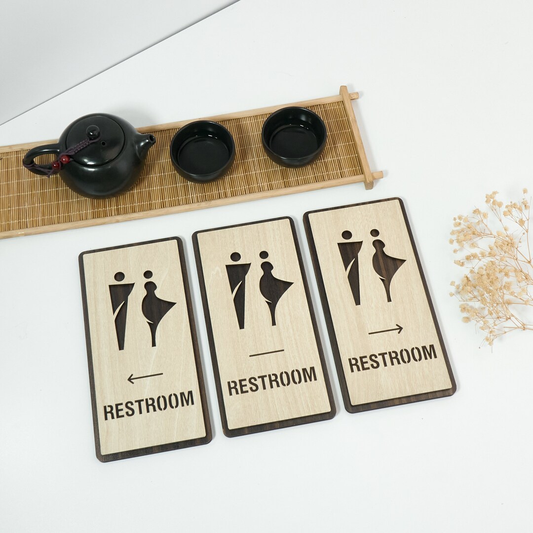 Restroom Door Sign, Unisex Toilet Door Sign, WC Sign, Restroom Decor ...