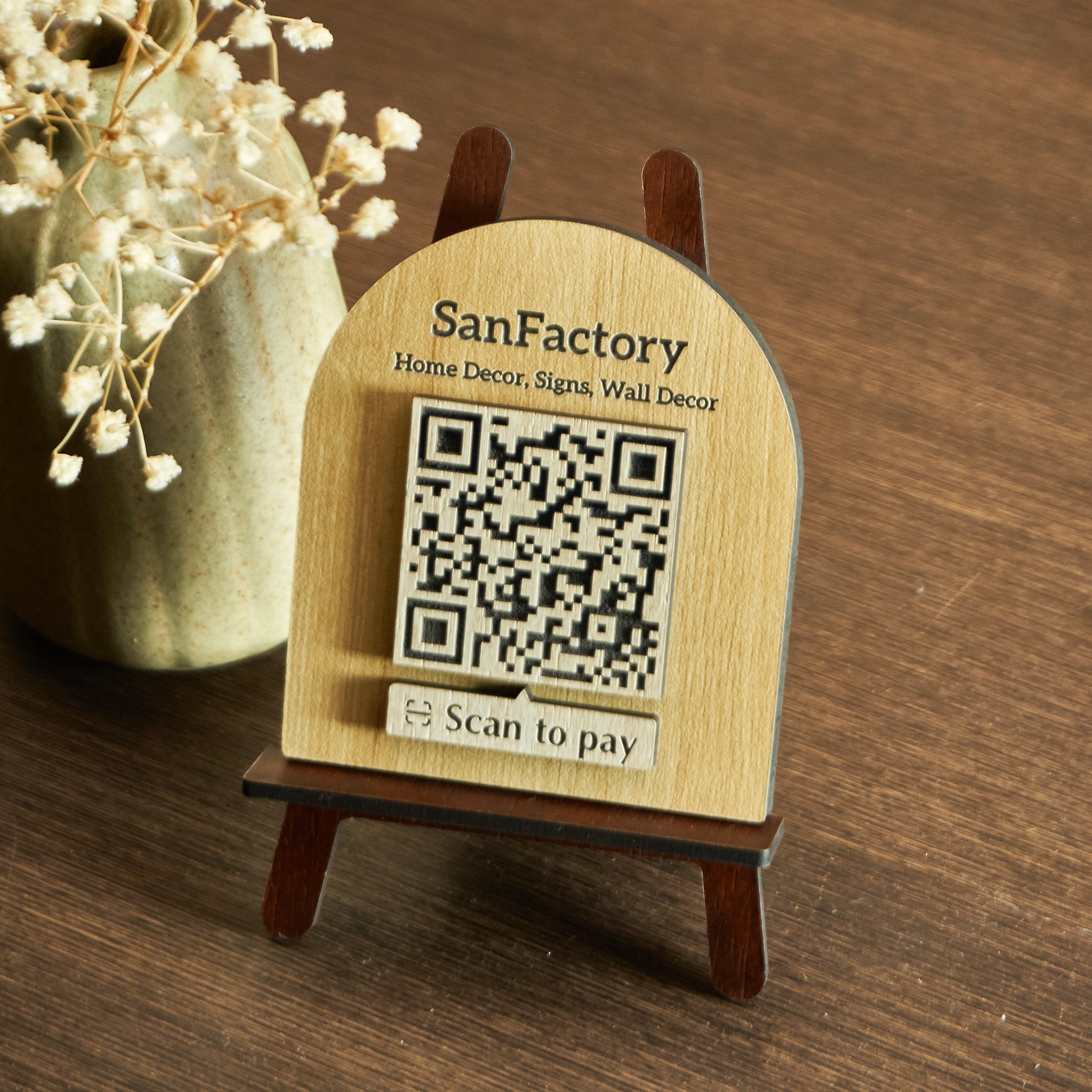 Wooden Custom QR Code , Personalized Business Social Media , Scan to ...