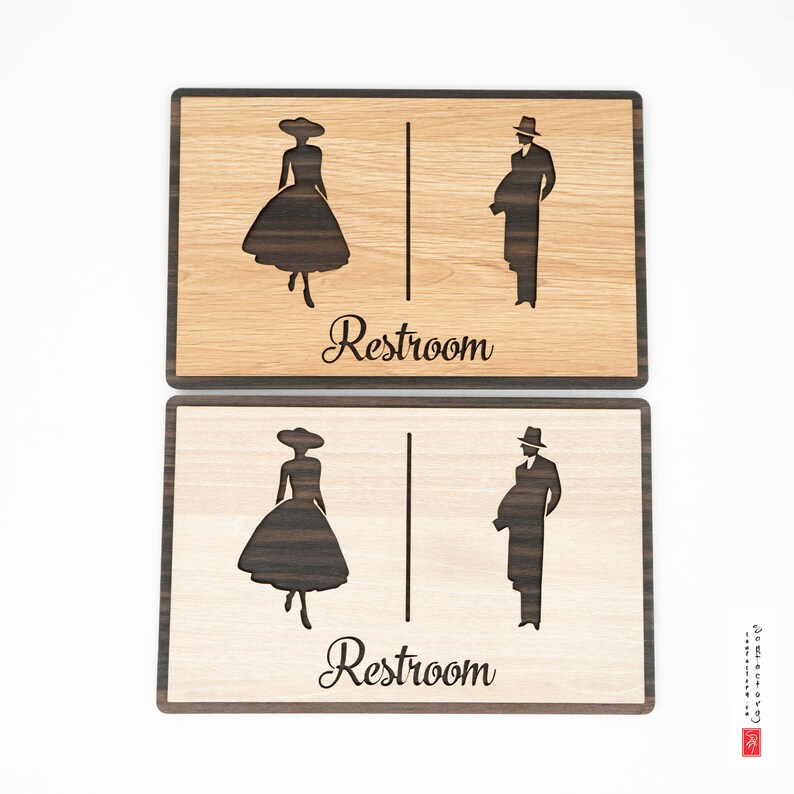 Restroom Wooden Vintage Sign, Toilet Door Sign, WC Sign, Restroom Door ...