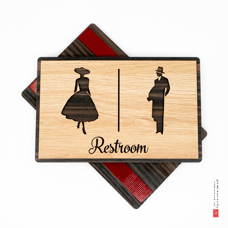Restroom Wooden Vintage Sign, Toilet Door Sign, WC Sign, Restroom Door ...
