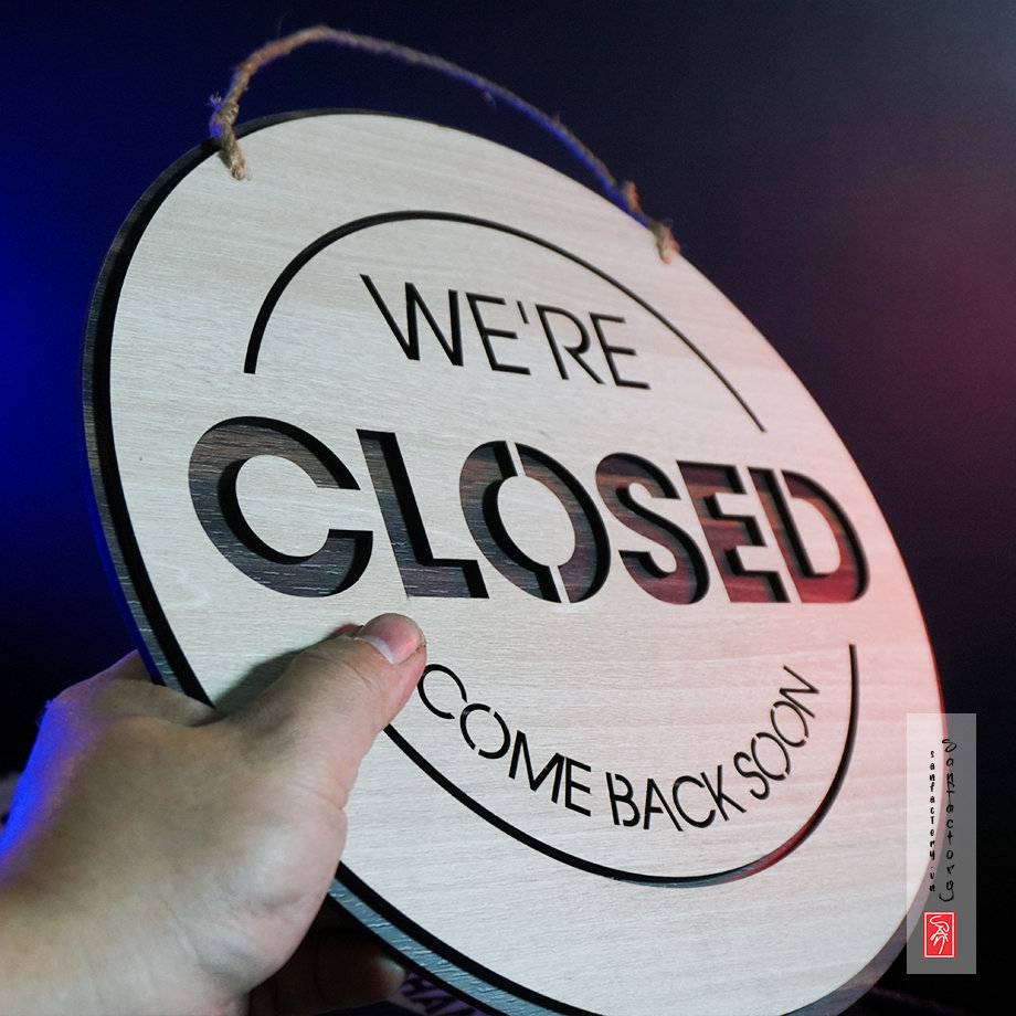 Double Sided Wood Texture Open Closed for Business - Custom Boutique ...