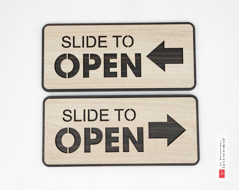 Slide to Open Wooden Sign, Sliding Door , Slide With Left Right Arrow ...