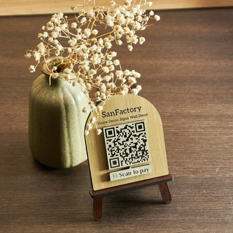 Wooden Custom QR Code Personalized Business Social Media - Etsy