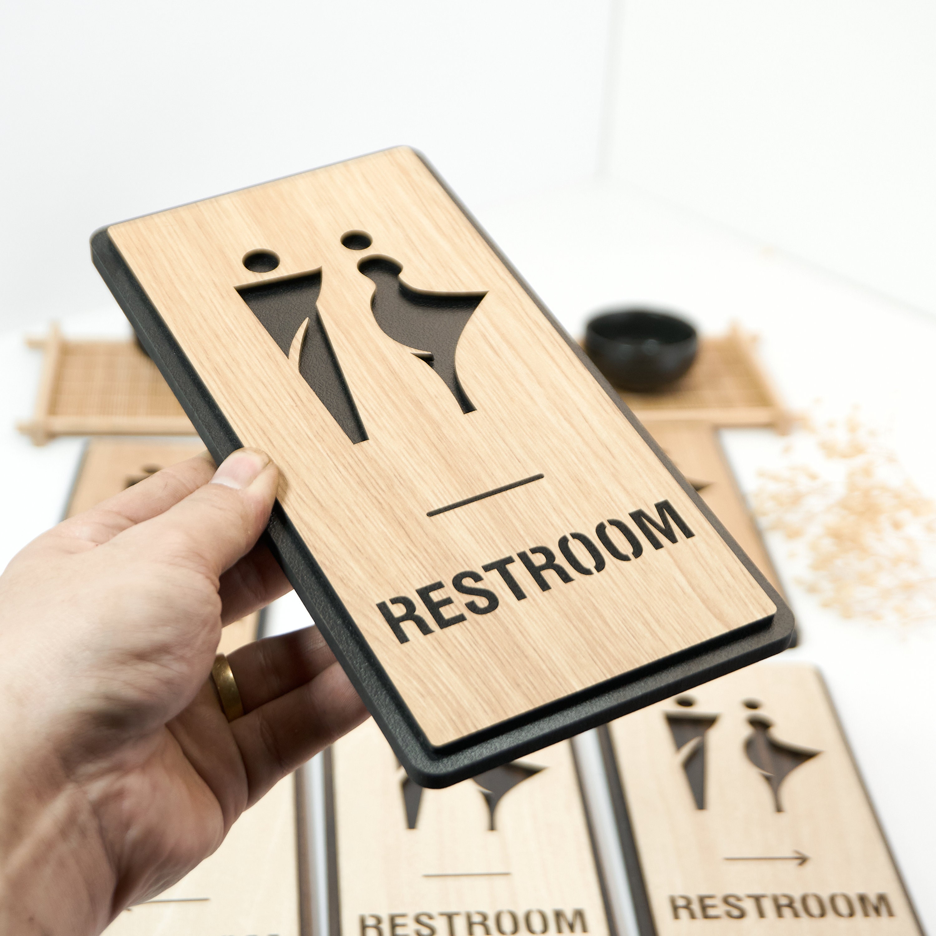 Restroom Door Sign, Unisex Toilet Door Sign, WC Sign, Restroom Decor ...