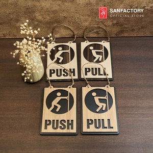 Hanging PUSH-PULL Wooden Door Sign Sign Symbol for Door Home Office ...