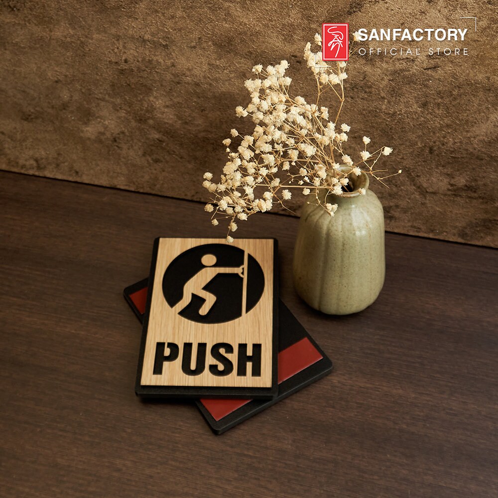 Stickers PUSH PULL Door Sign , Pull Push Wooden Signs , Sign Symbol for ...