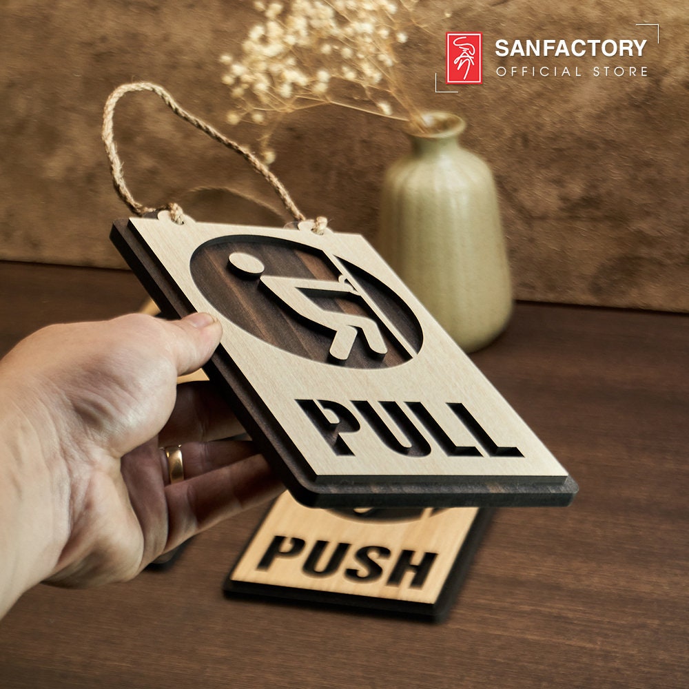 Hanging PUSH-PULL Wooden Door Sign Sign Symbol for Door Home Office ...