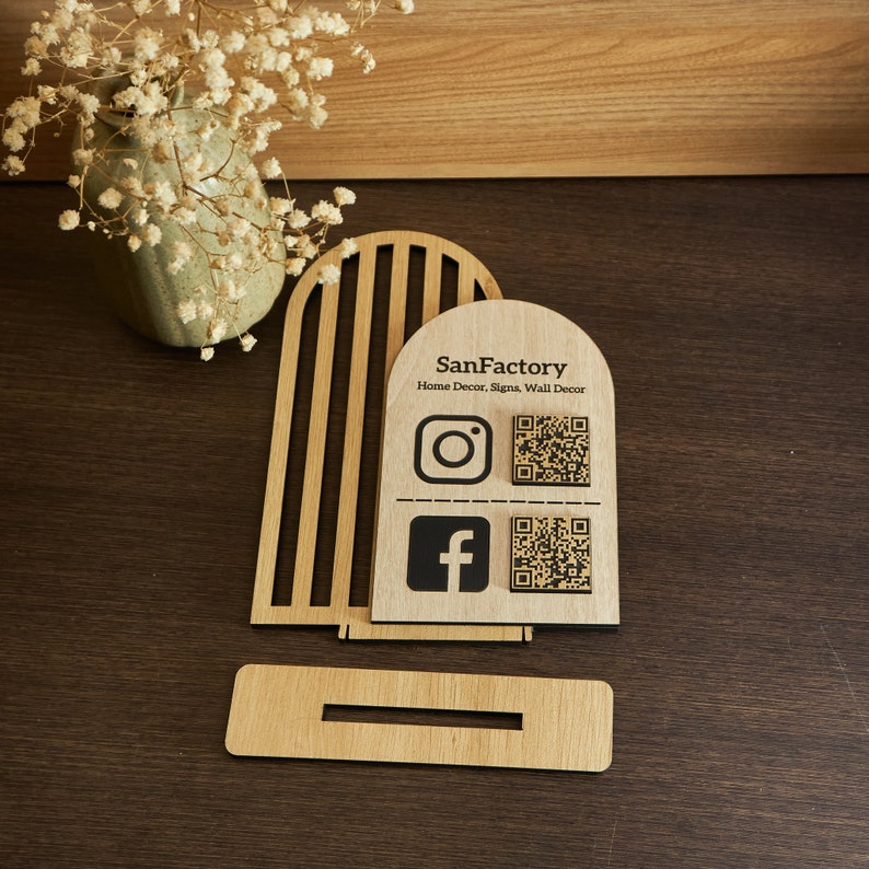 Wooden Custom QR Code , Personalized Business Social Media , Scan to ...