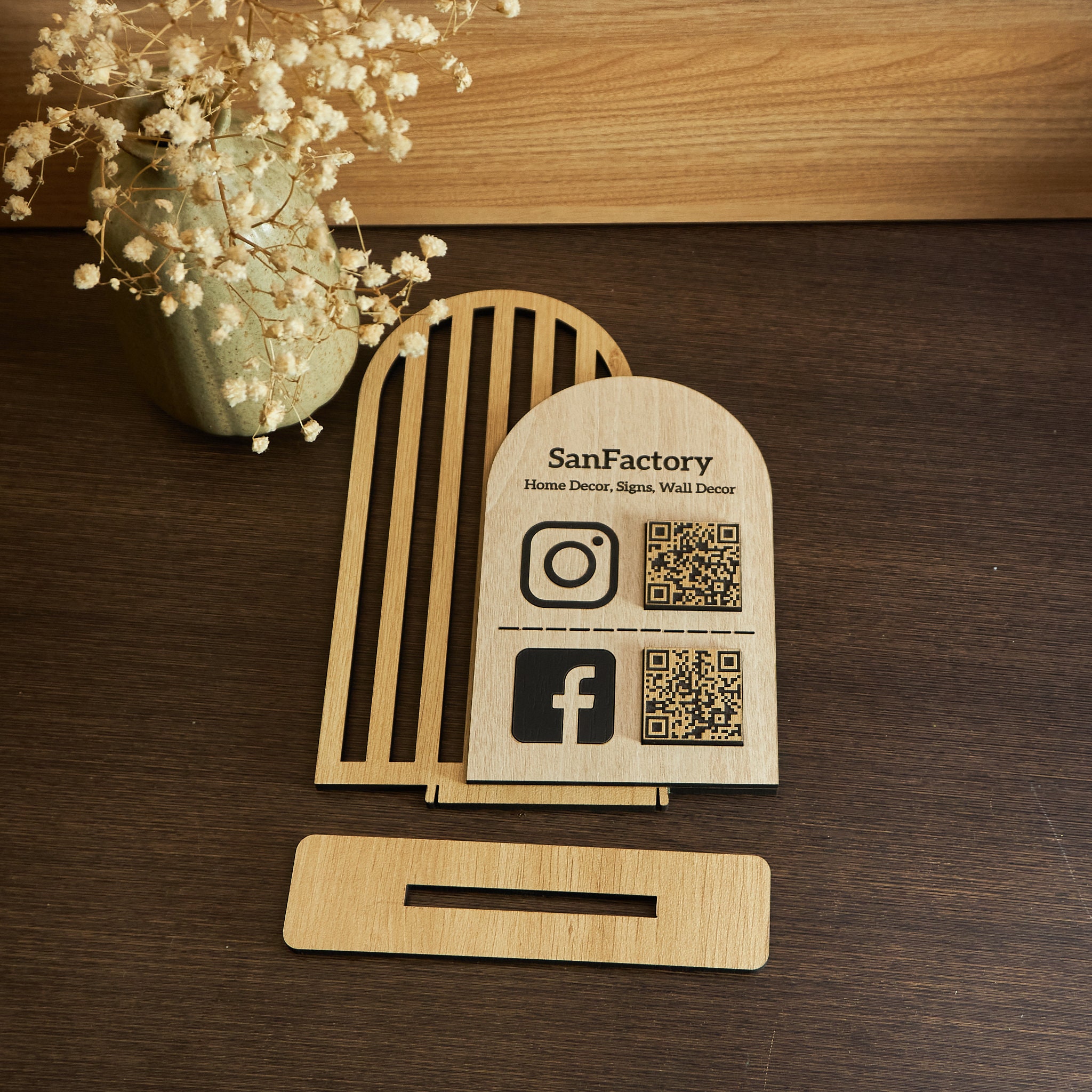Wooden Custom QR Code , Personalized Business Social Media , Scan to ...