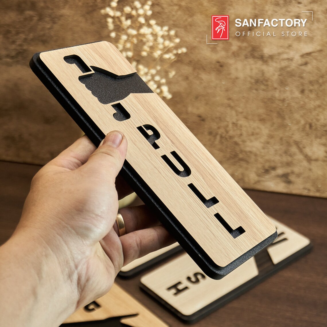 Pull - Push Wooden Signs , Stickers PUSH PULL , Sign Symbol for Door ...