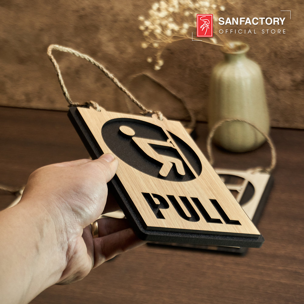 Hanging PUSH-PULL Wooden Door Sign Sign Symbol for Door Home Office ...