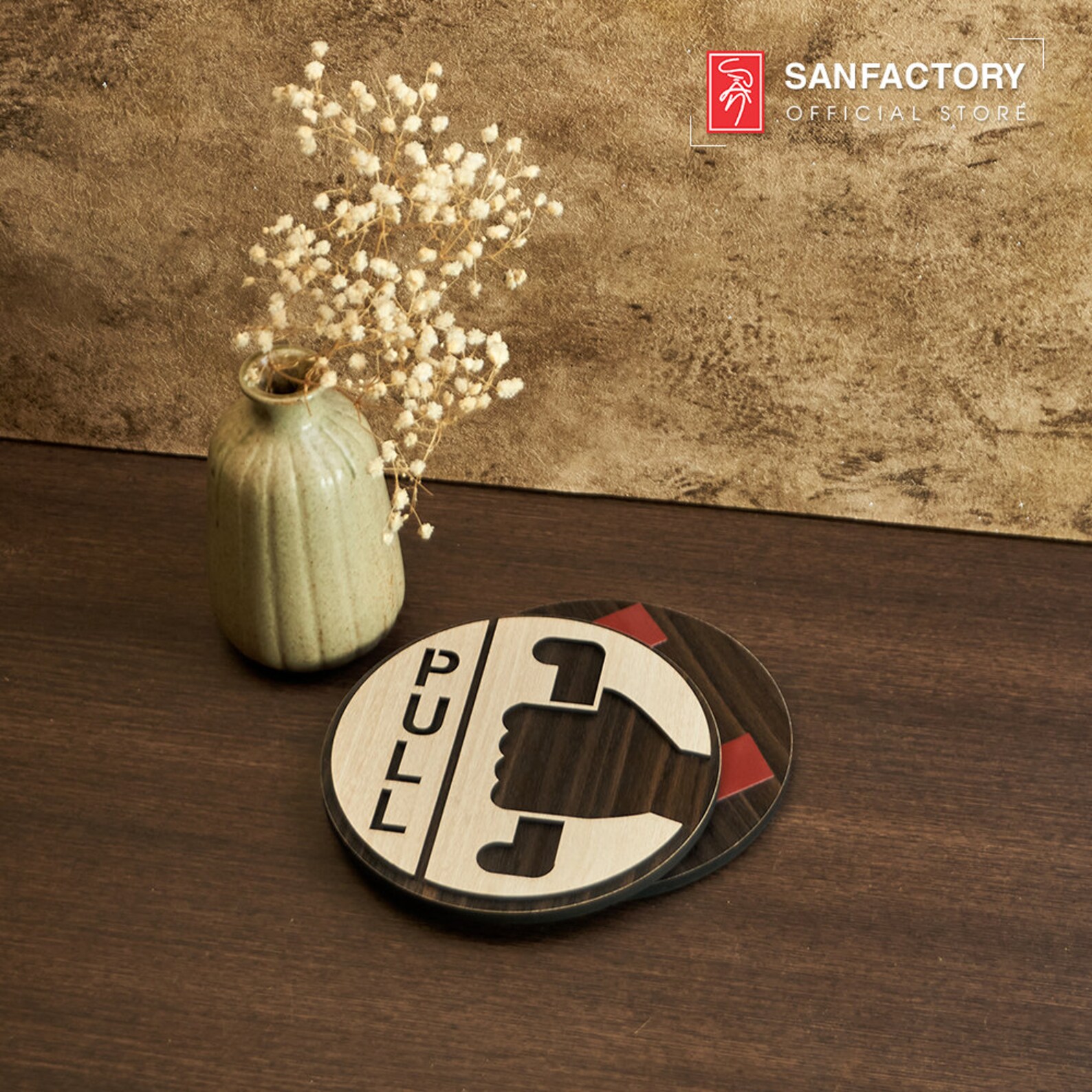 Pull - Push Wooden Signs , Stickers PUSH PULL , Sign Symbol for Door ...