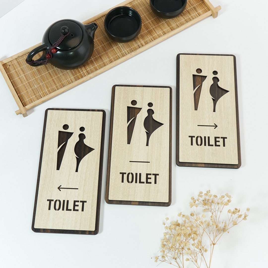 Unisex Toilet Door Sign, WC Sign, Restroom Door Sign, Toilet Decor ...