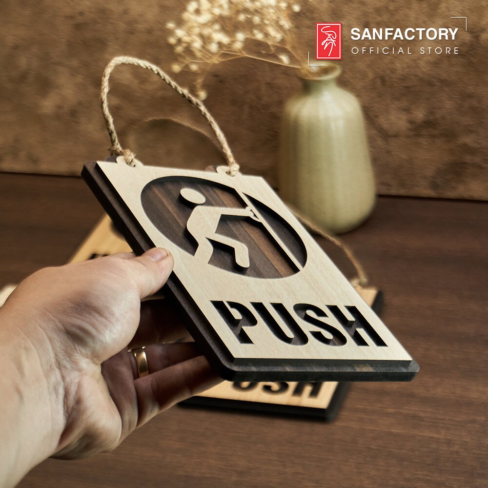 Hanging PUSH-PULL Wooden Door Sign Sign Symbol for Door Home Office ...