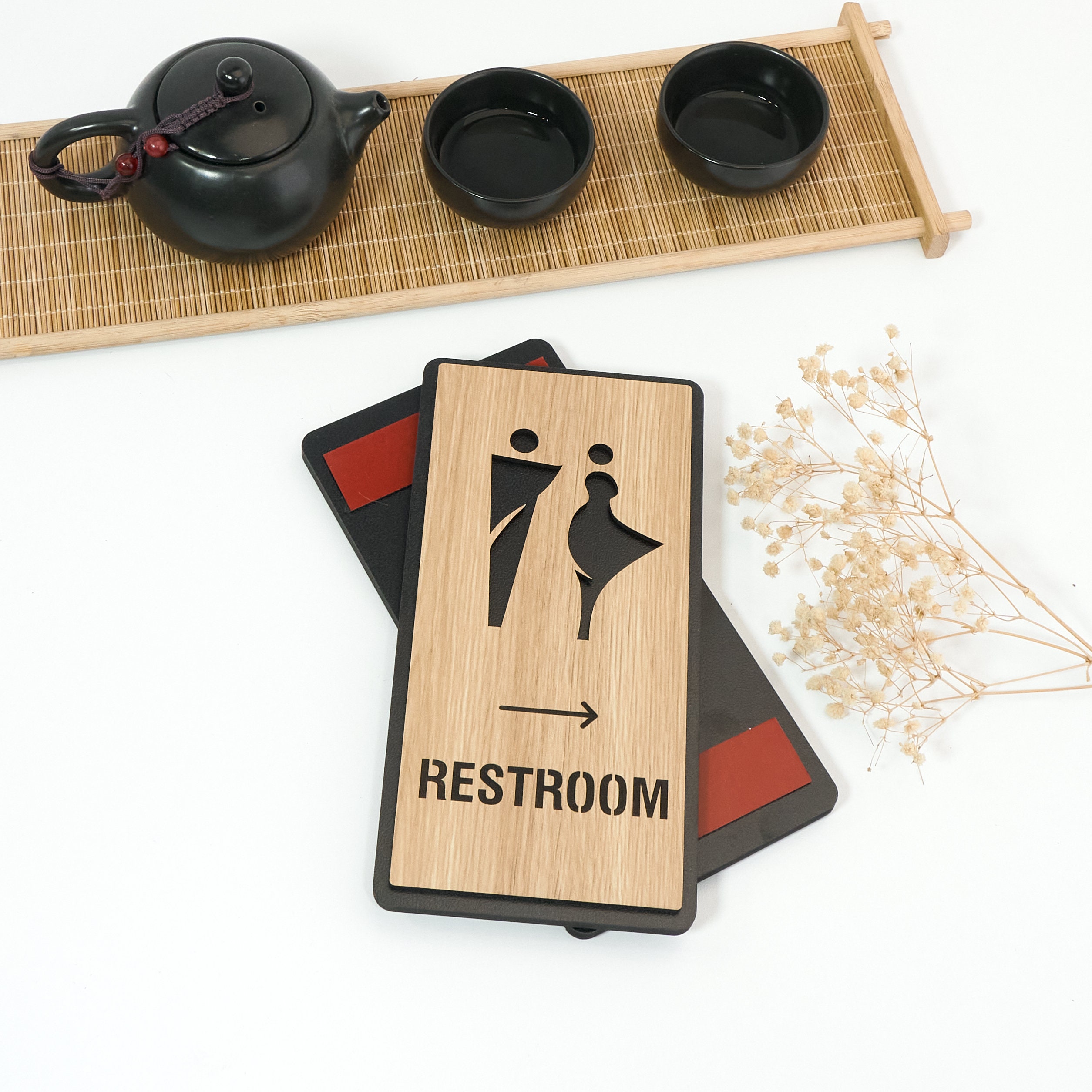 Restroom Door Sign, Unisex Toilet Door Sign, WC Sign, Restroom Decor ...