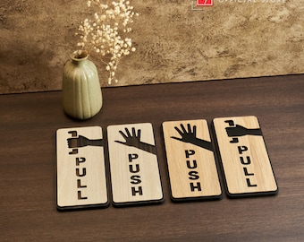 Stickers PUSH PULL Door Sign , Pull Push Wooden Signs , Sign Symbol for ...