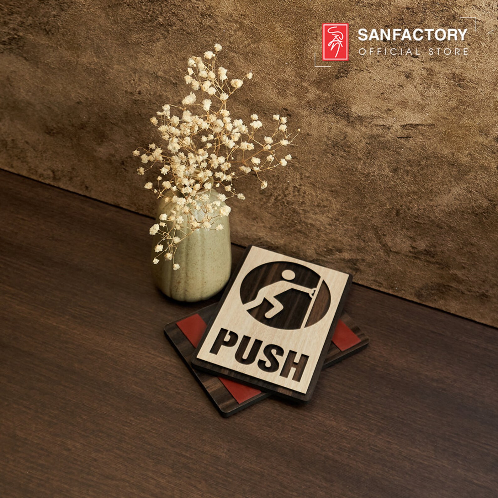 Stickers PUSH PULL Door Sign , Pull Push Wooden Signs , Sign Symbol for ...