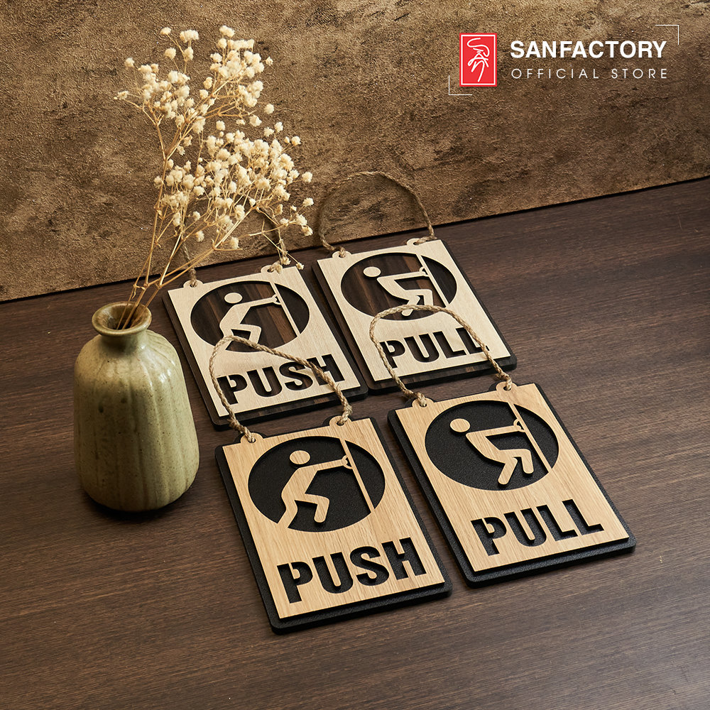 Hanging PUSH-PULL Wooden Door Sign Sign Symbol for Door Home Office ...