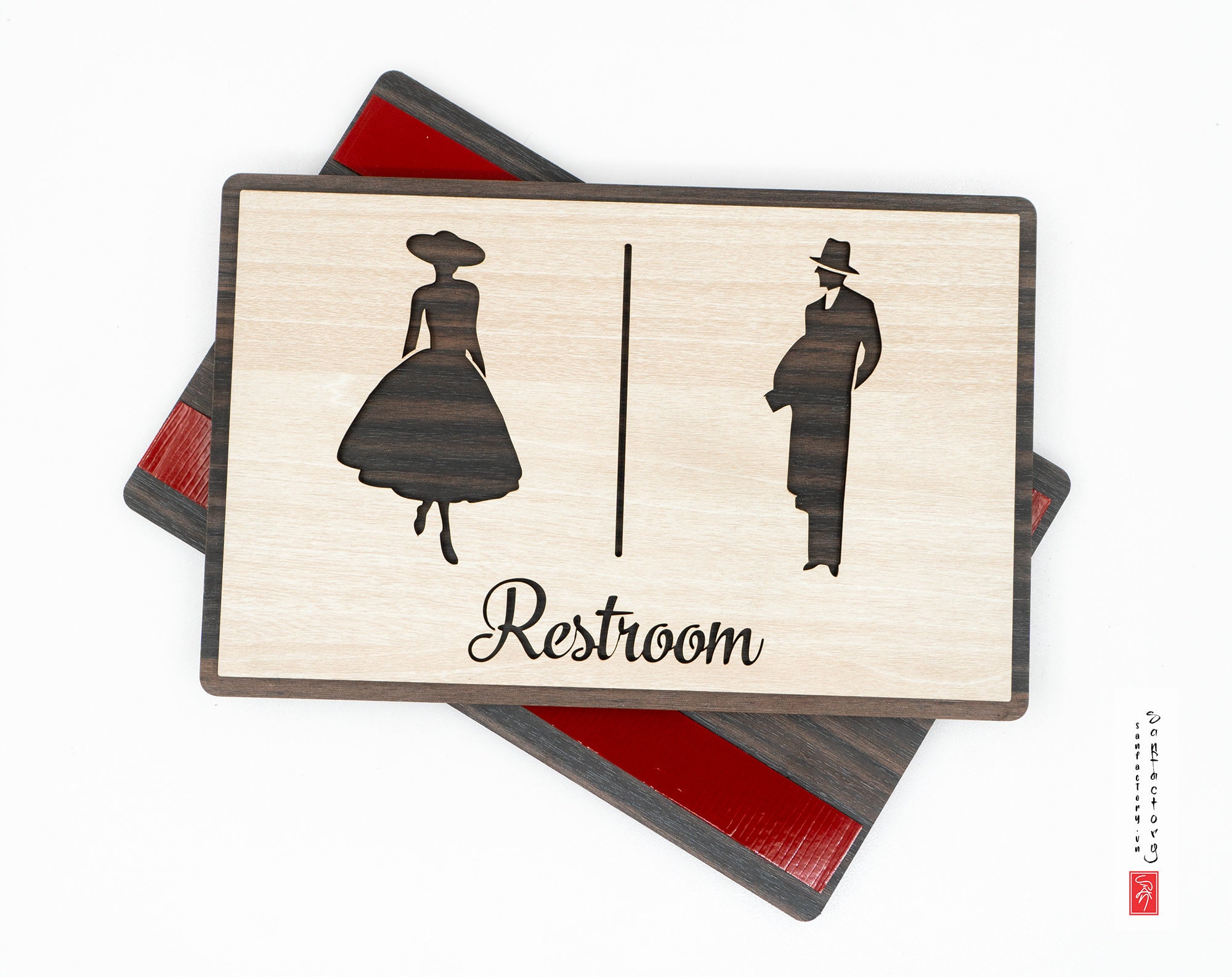 Restroom Wooden Vintage Sign, Toilet Door Sign, WC Sign, Restroom Door ...