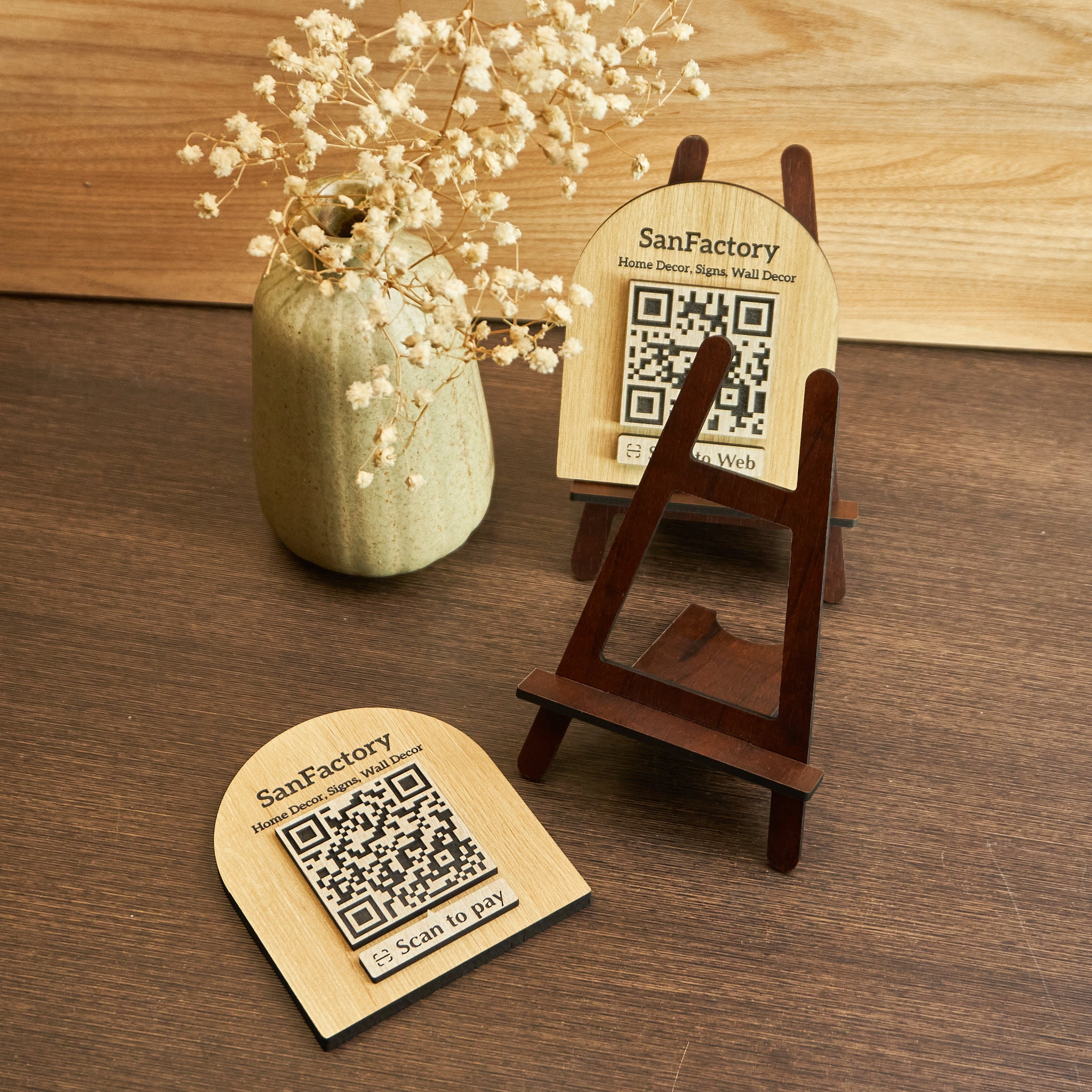Wooden Custom QR Code , Personalized Business Social Media , Scan to ...