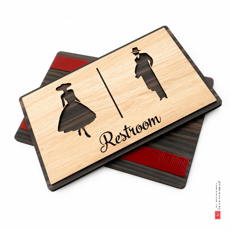 Restroom Wooden Vintage Sign, Toilet Door Sign, WC Sign, Restroom Door ...