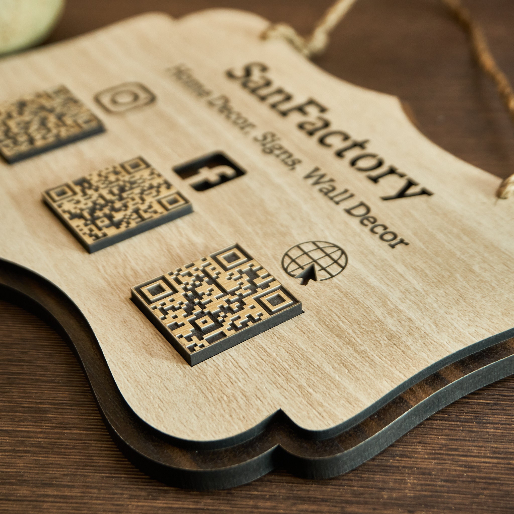 Wooden Custom QR Code Personalized Business Social Media - Etsy