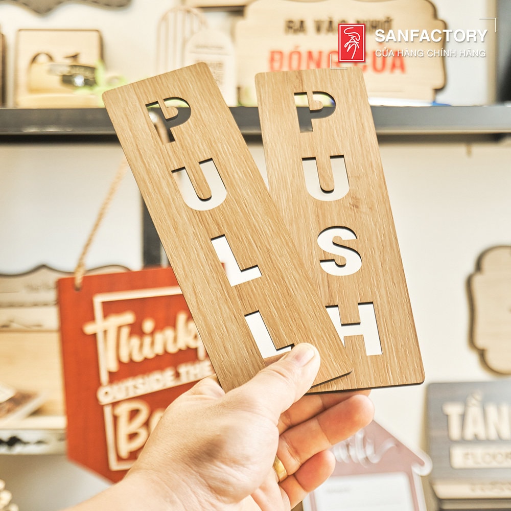 Pull - Push Wooden Signs , Stickers PUSH PULL , Sign Symbol for Door ...