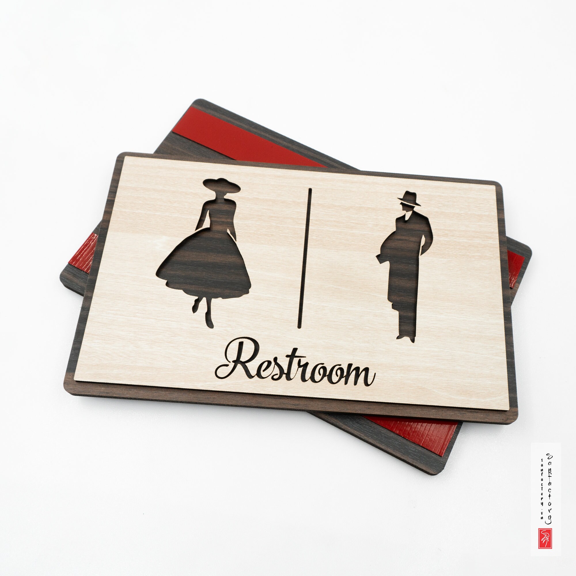 Restroom Wooden Vintage Sign, Toilet Door Sign, WC Sign, Restroom Door ...
