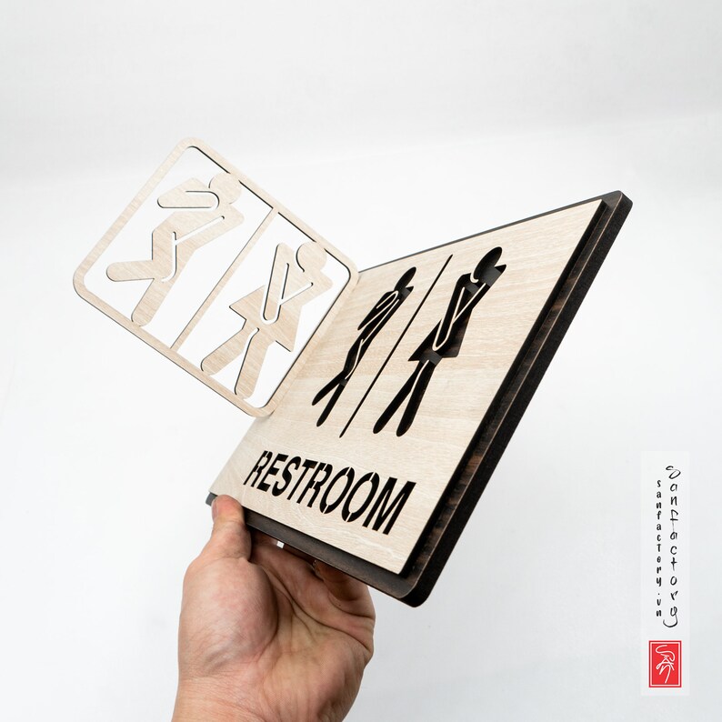 Restroom Wooden Vintage Sign, Toilet Door Sign, WC Sign, Restroom Door ...