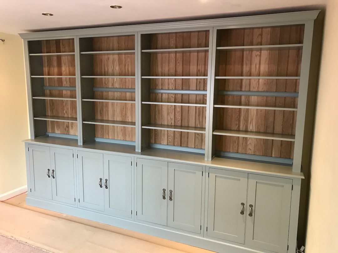 Bookcase Cupboard With 8 Doors and Oak T&G Backboards - Etsy