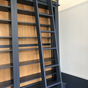 Bookcase Cupboard With 8 Doors, Ladder, Oak Faced MDF Backboards - Etsy UK