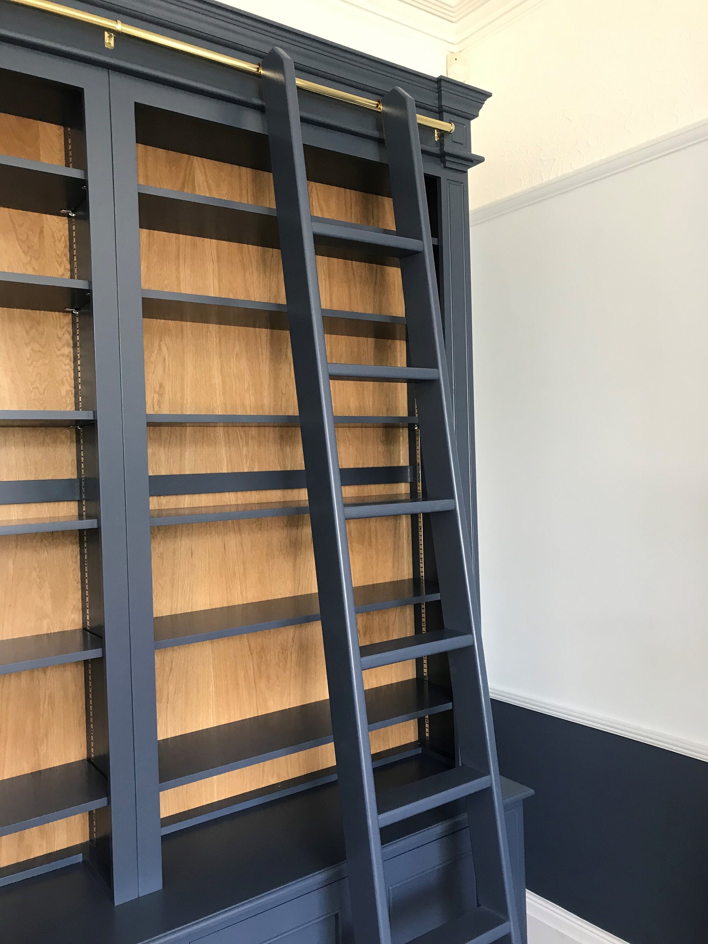 Bookcase Cupboard With 8 Doors, Ladder, Oak Faced MDF Backboards - Etsy UK