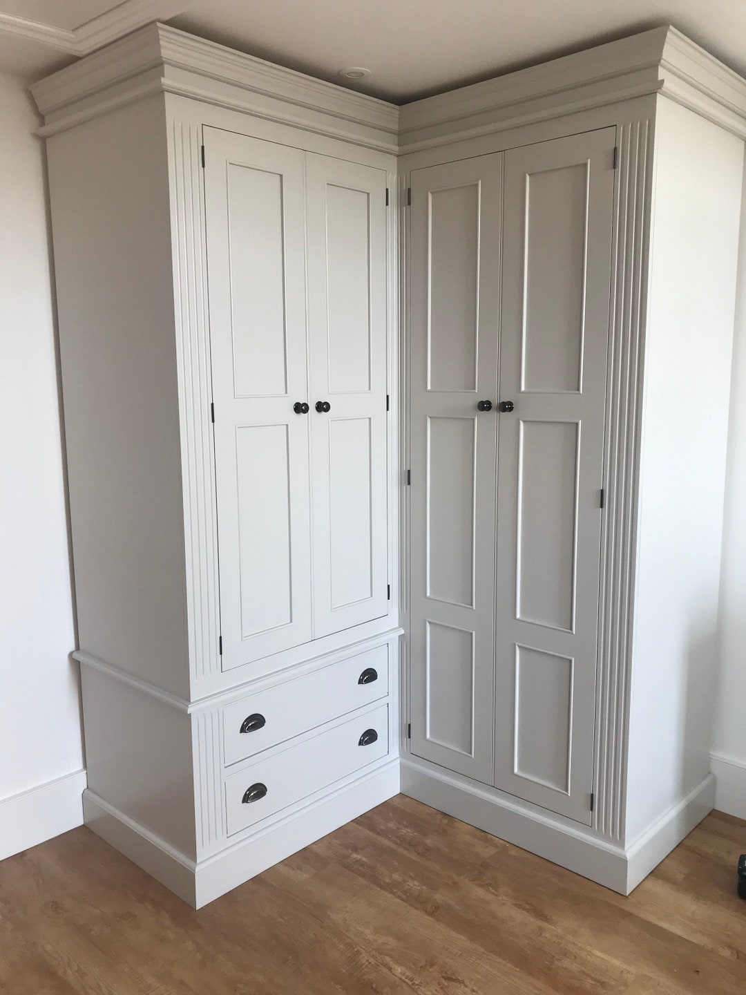 Wardrobe - Corner Wardrobe 4 Door 4 Drawer Fluted Style - Etsy