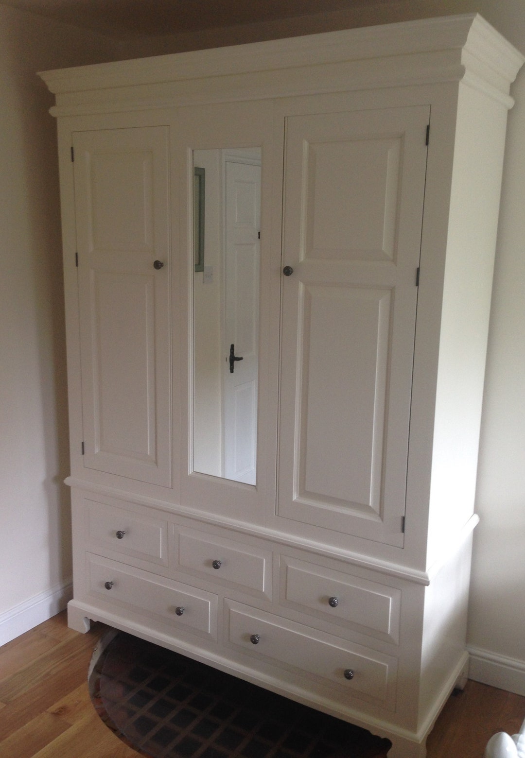 Wardrobe - 3 Door 5 Drawer Raised and Fielded Style Wardrobe With ...