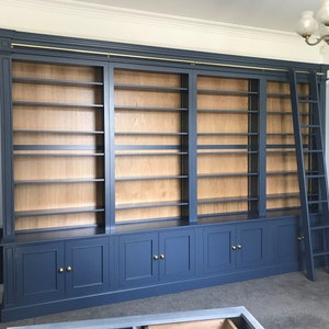 Bookcase Cupboard With 8 Doors, Ladder, Oak Faced MDF Backboards - Etsy UK