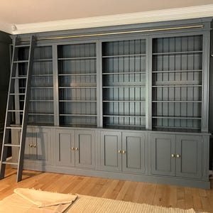 Bookcase Cupboard With 8 Doors, Ladder and Rail With T&G MDF Backboards ...
