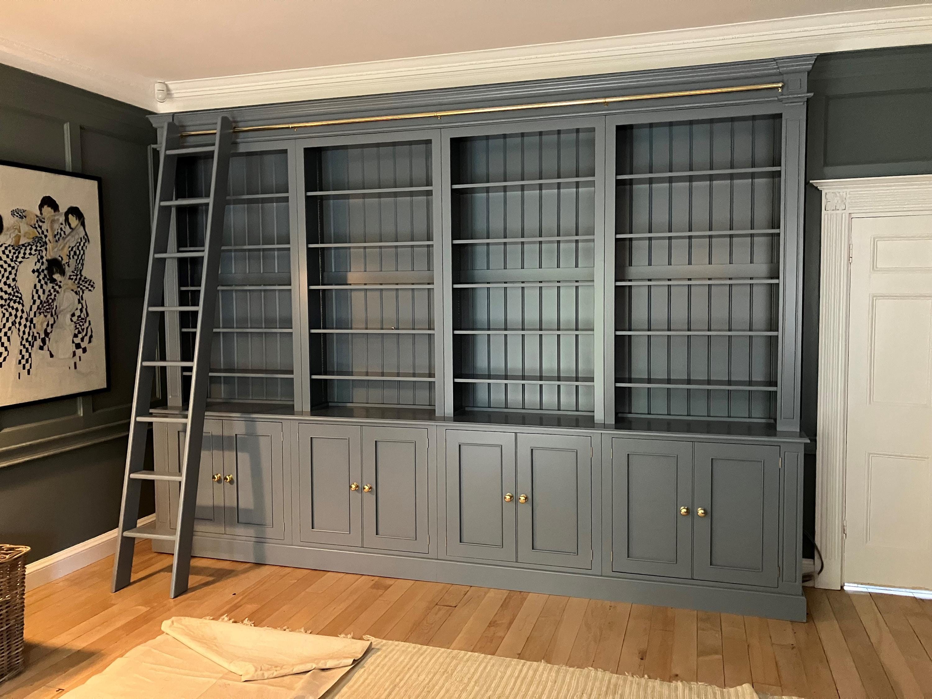 Bookcase Cupboard With 8 Doors, Ladder and Rail With T&G MDF Backboards ...