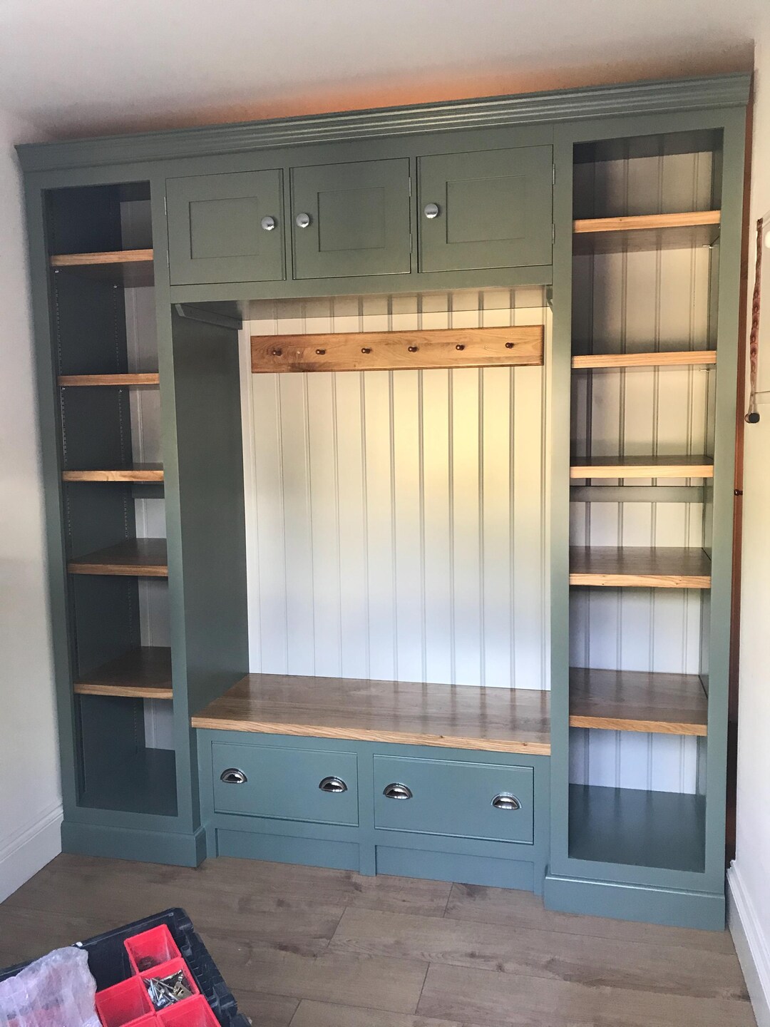Boot Room Unit, With Oak Seat and Shelves, Free Standing, Painted - Etsy UK