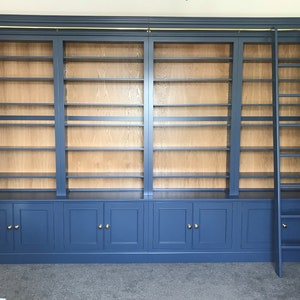 Bookcase Cupboard With 8 Doors, Ladder, Oak Faced MDF Backboards - Etsy UK