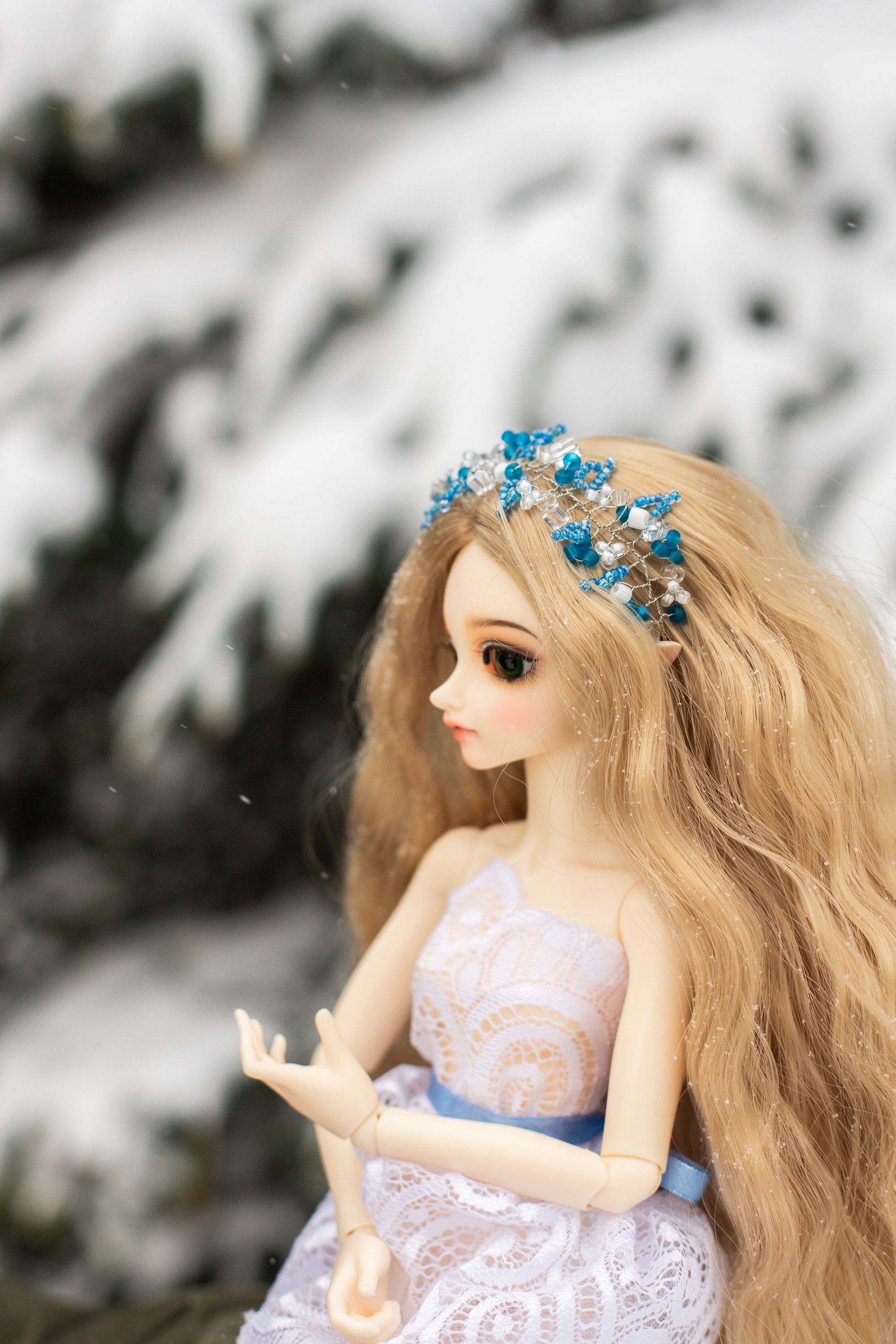 Doll Hairband Crown Tiara With Glass Beads 1/4 1/6 BJD Headdress for ...