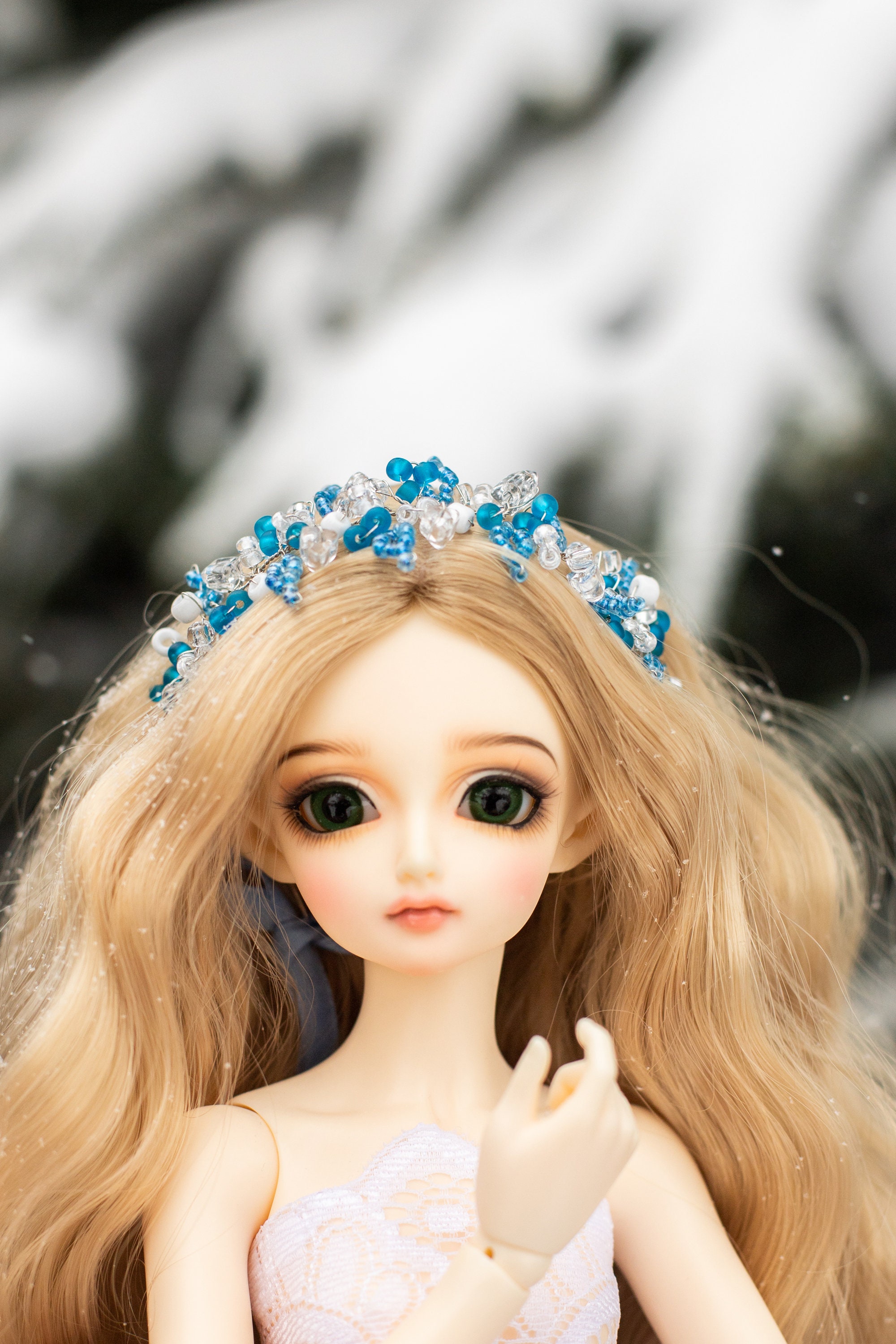 Doll Hairband Crown Tiara With Glass Beads 1/4 1/6 BJD Headdress for ...
