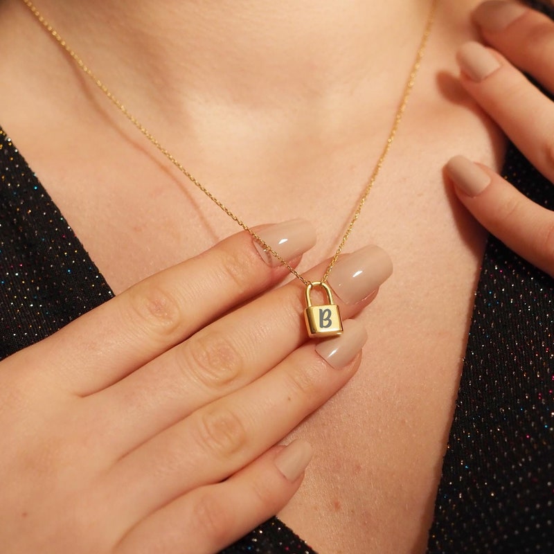 Gold Lock Necklace - Etsy