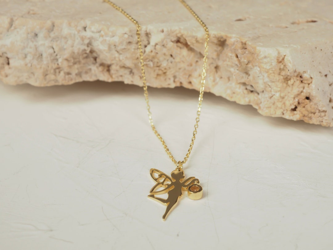 14k Gold Fairy Charm Necklace, Gift for Granddaughter - Etsy