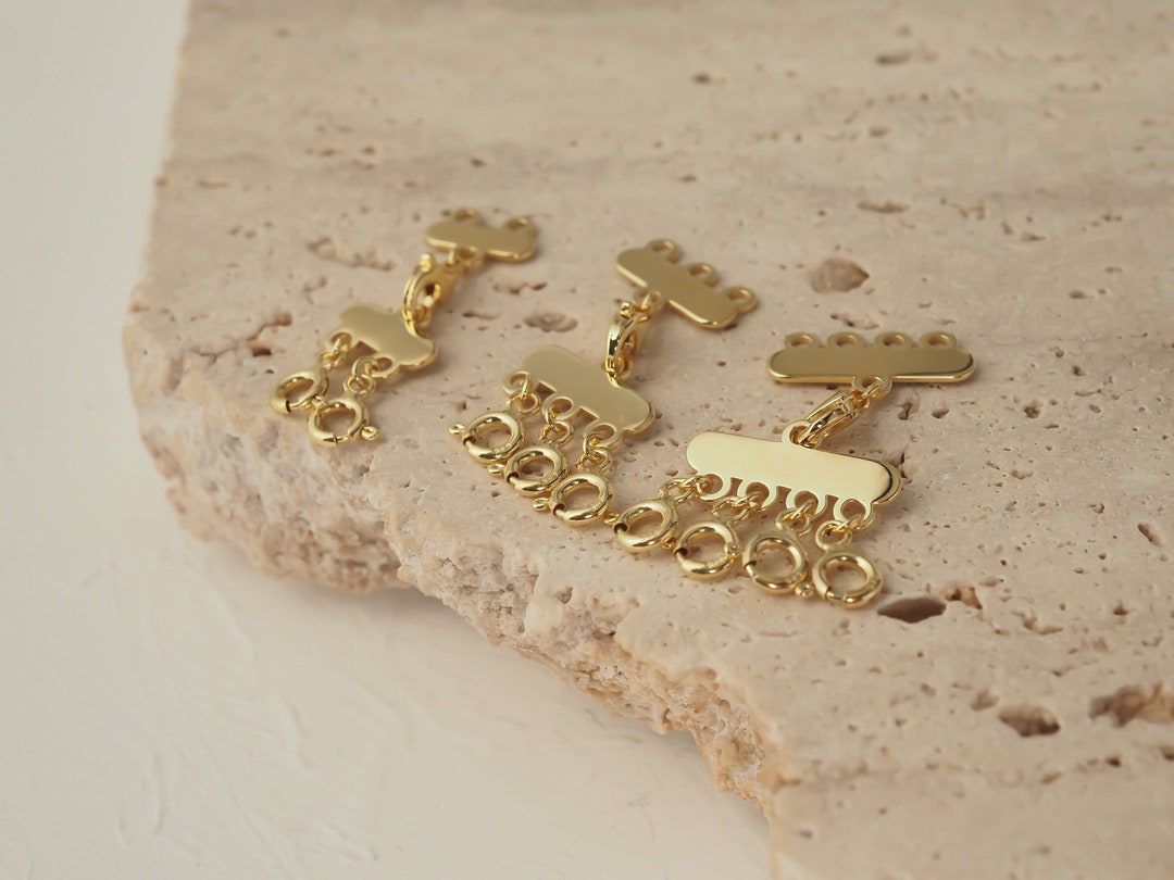 14k Solid Gold Multi Necklace Clasp & Detangler Layering Clasp ...