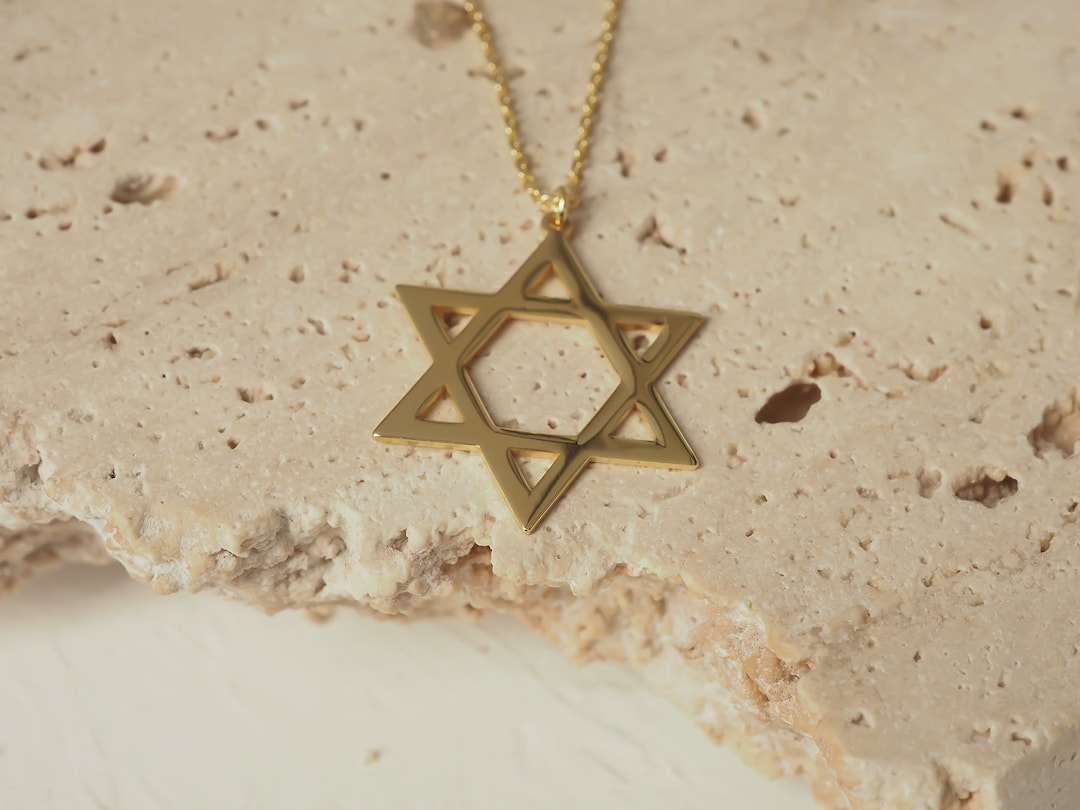 14k Solid Gold Star of David Necklace, Jewish Star Pendant, Religious ...