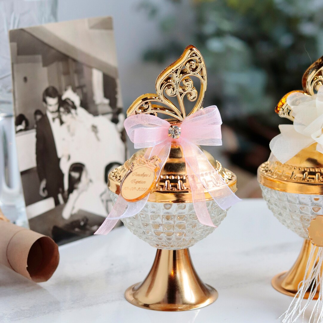 Baby Shower Favor Candy Dish | Luxury Gold Candy Box Favors | Unique ...