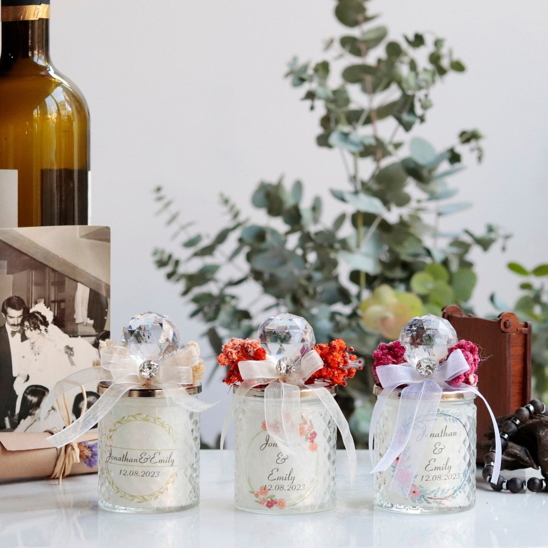 Elegant Glass Candle Wedding Favors | Personalized Luxury Candle - Etsy